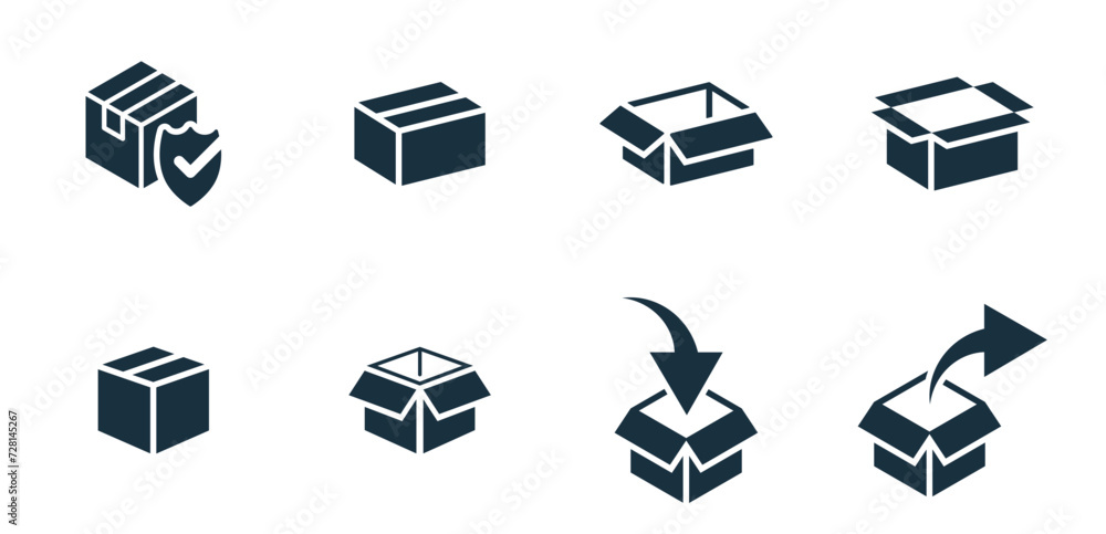 Isometric package icons set on white background. online delivery ...