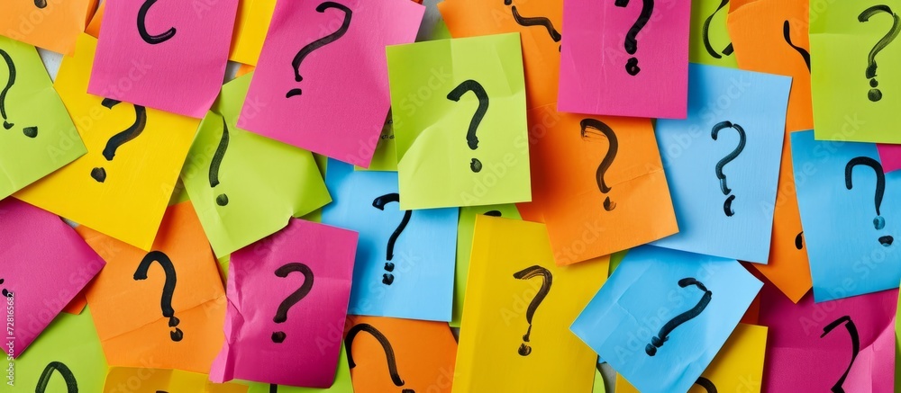 Multicolor Paper Notes with Lots of Questions Written in an Array of ...
