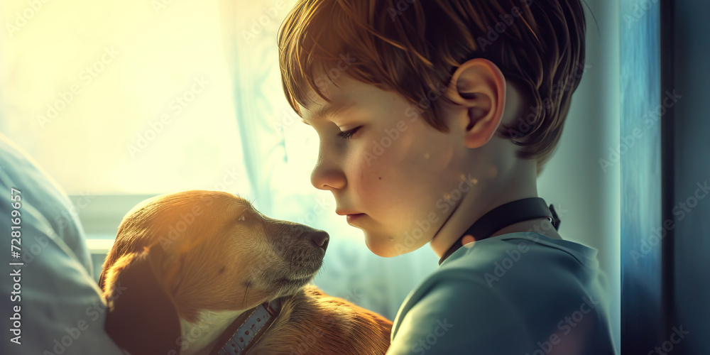 Loss of Pet: Sad Child Holding Pet With Collar, Mourning the Loss of a ...