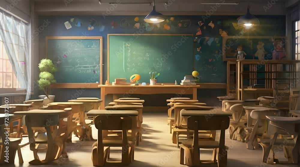 A scene of the children's classroom in the morning. The morning ...