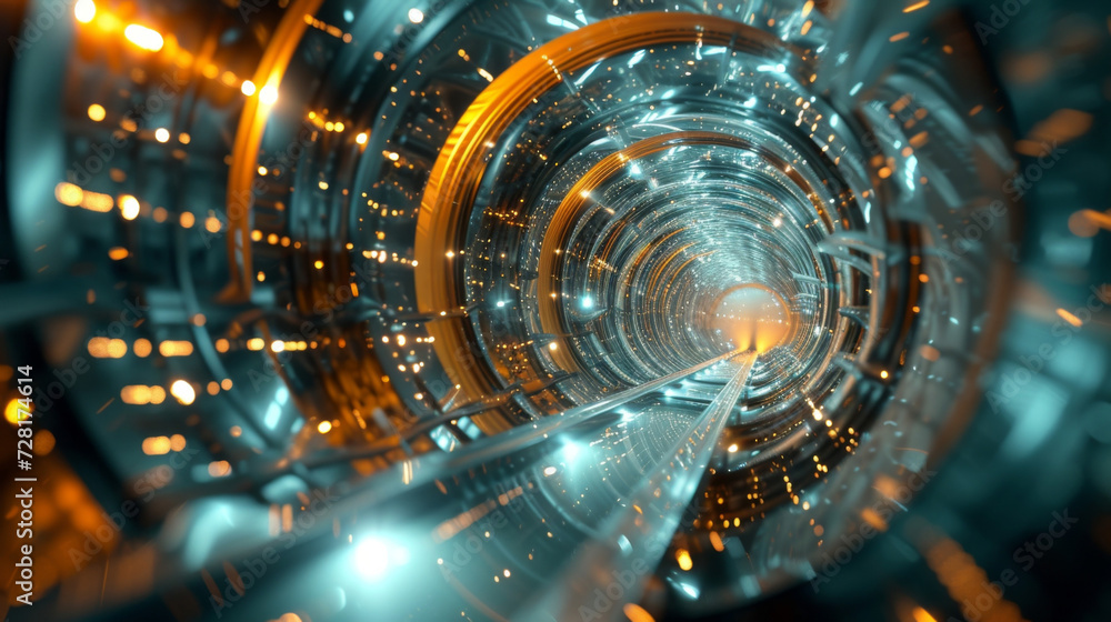 At the heart of the futuristic city a central hub of innovation and ...