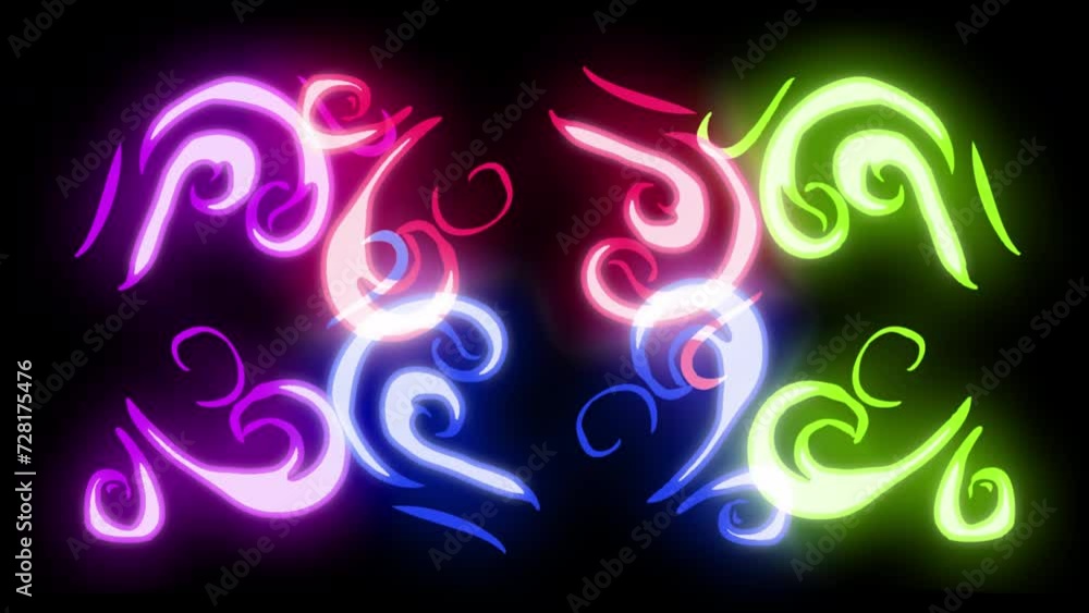 cartoon hand drawn magic shape element neon effect light loop Animation ...