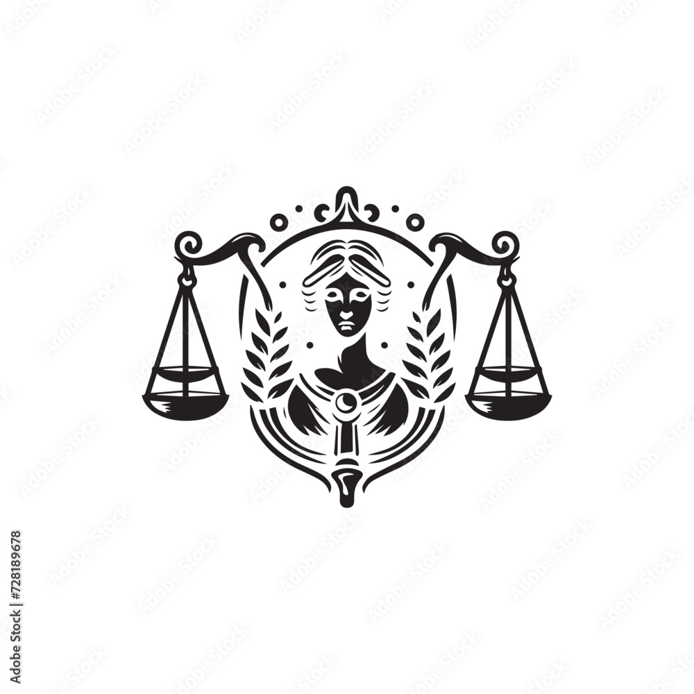 Lady Justice logo vector illustration design. Law court symbol Stock ...