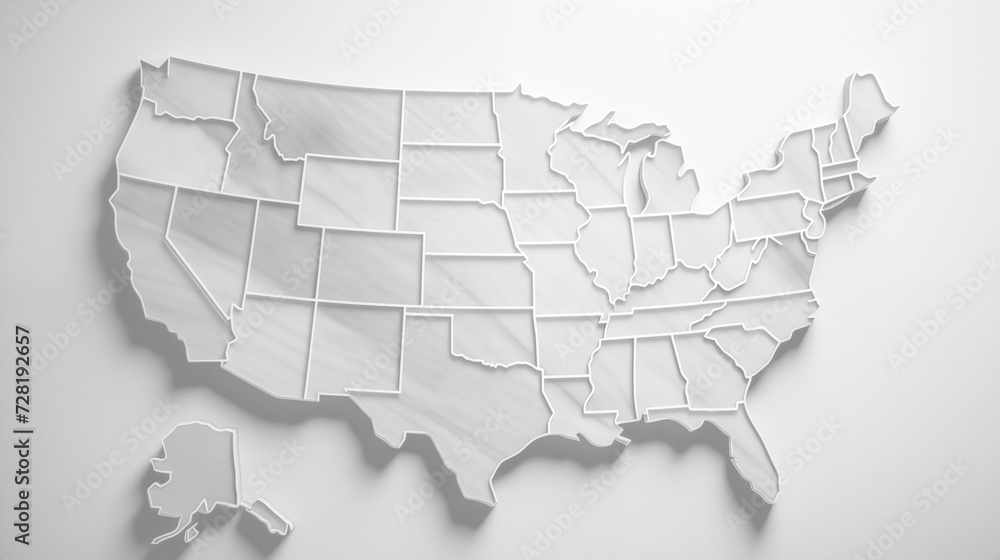 Map states of USA map with states texture white and grey. tone color ...