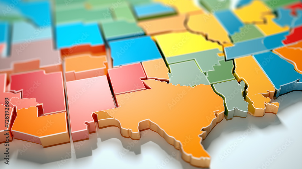ap states of USA map with states texture Colorful. tone color isolated ...