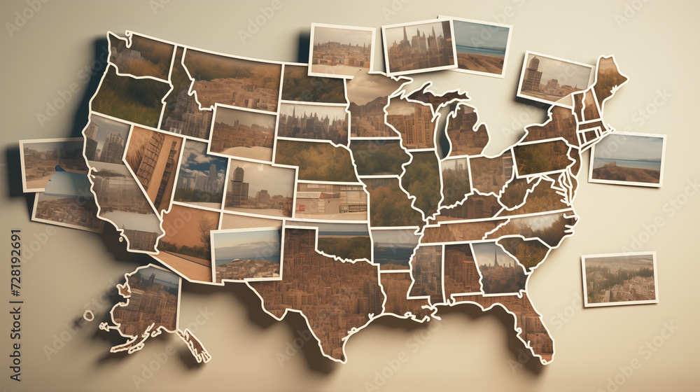 Map states of USA map with states texture Earth tone color Building ...