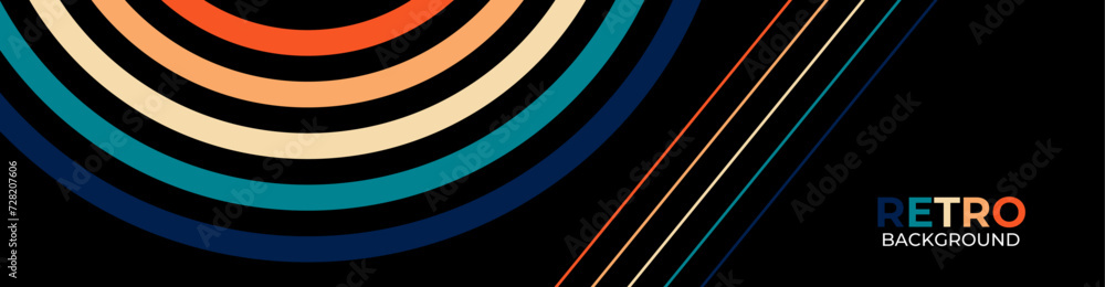 Abstract minimalist retro background with rounded stripe elements ...