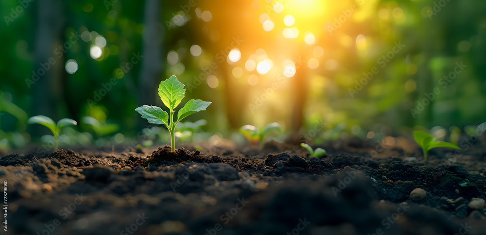 A young green sprout, Close up of a young plant sprouting from the ...