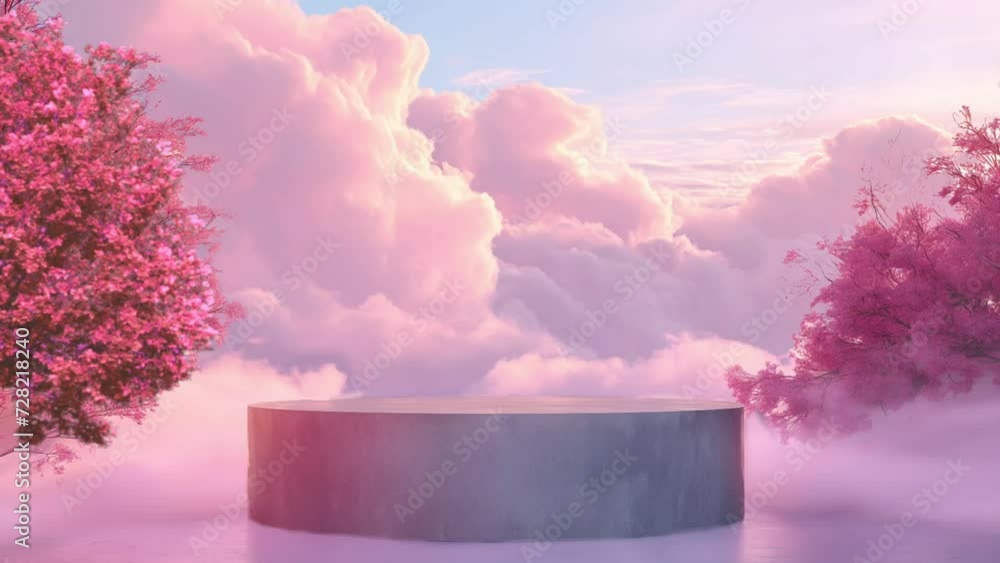 Natural beauty podium backdrop for product display with dreamy sky ...