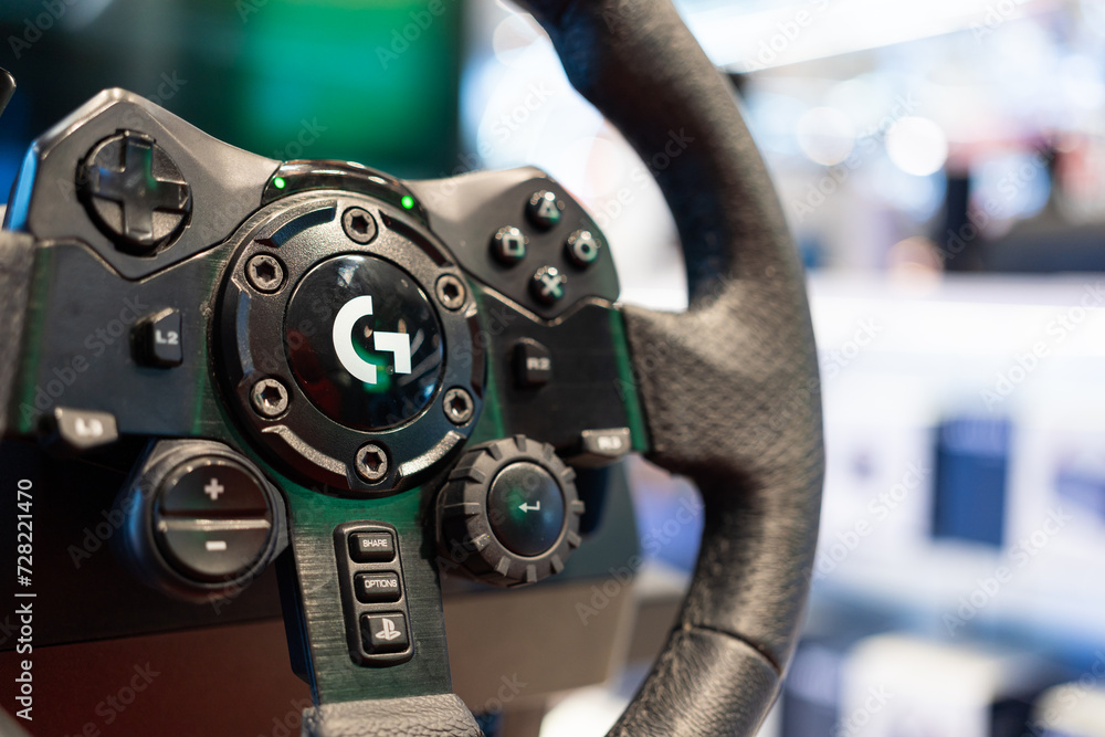 Gaming steering wheel. Racing wheel for computer driving simulator ...