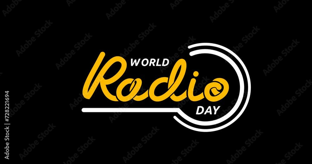Vidéo Stock World Radio Day text animation. Handwritten calligraphy ...