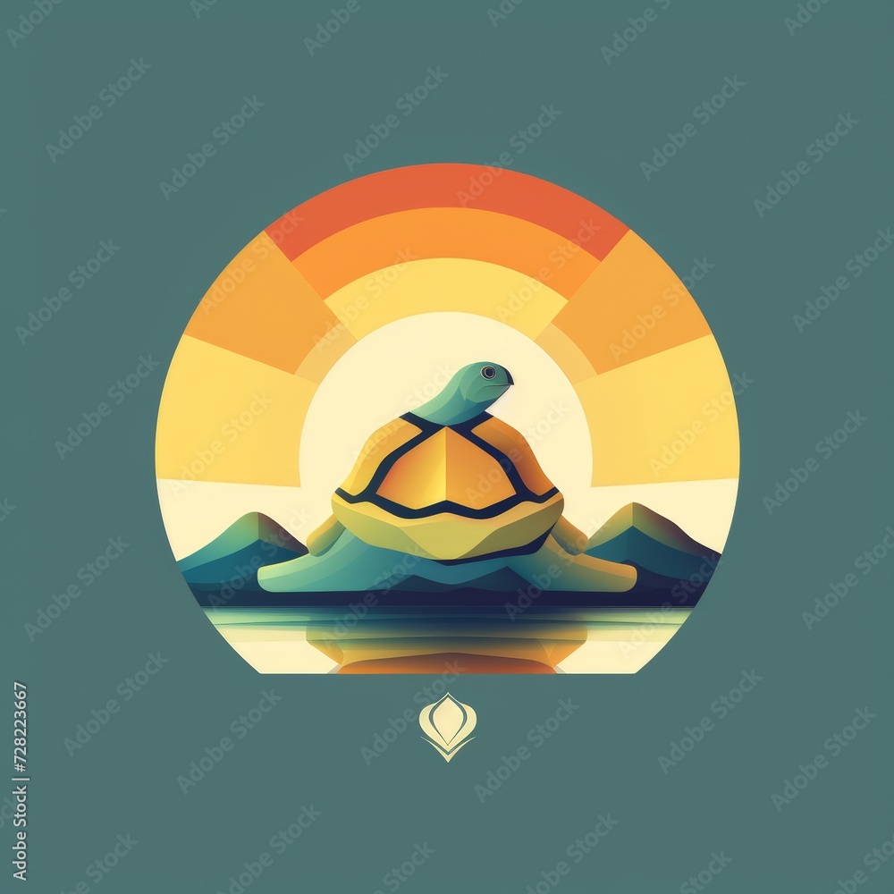 flat vector logo of animal tortoise serene flat tortoise logo for a ...