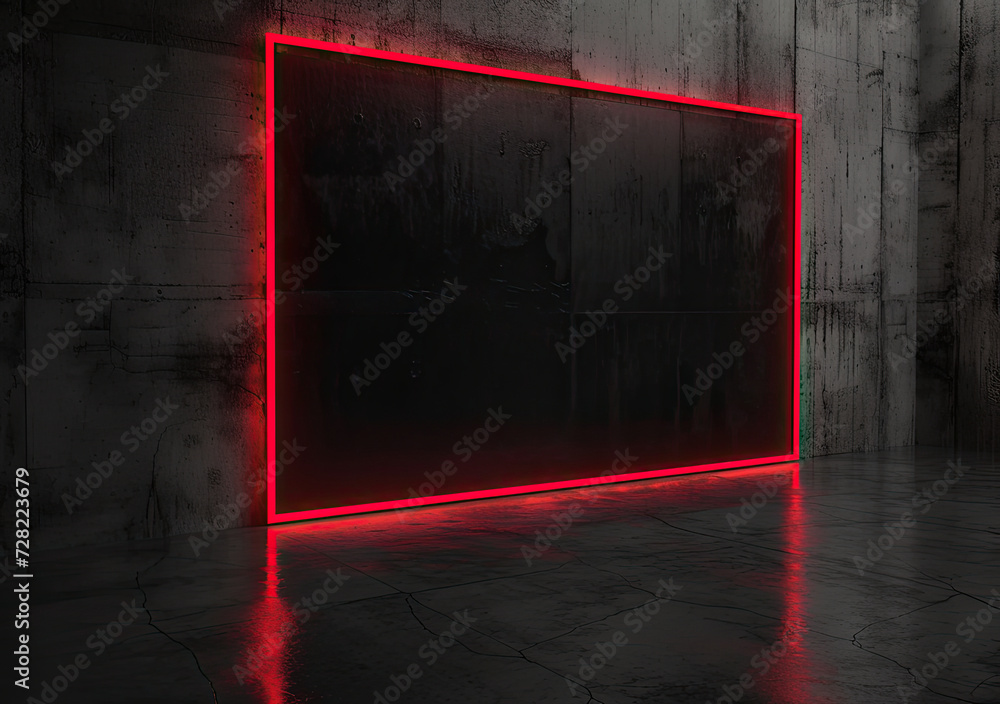 red border frame on black background blank template mockup chalkboard ...