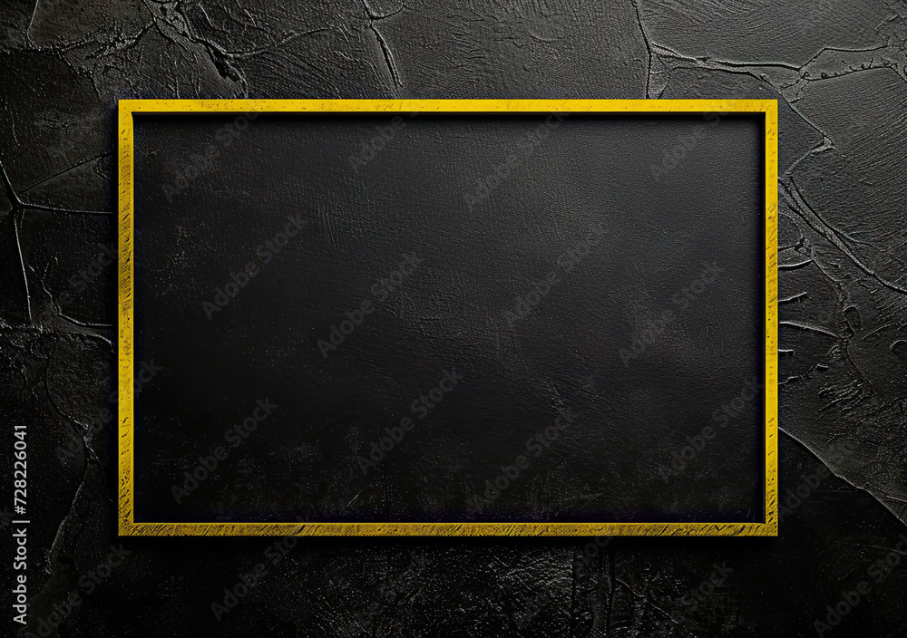 yellow border frame on black background blank template mockup ...