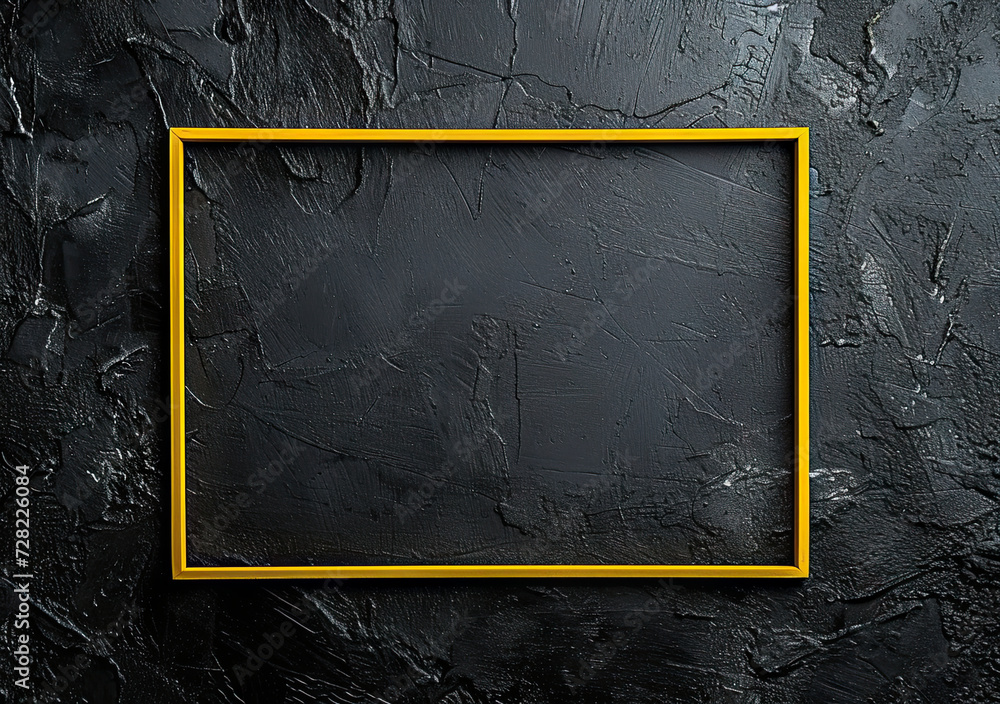yellow border frame on black background blank template mockup ...