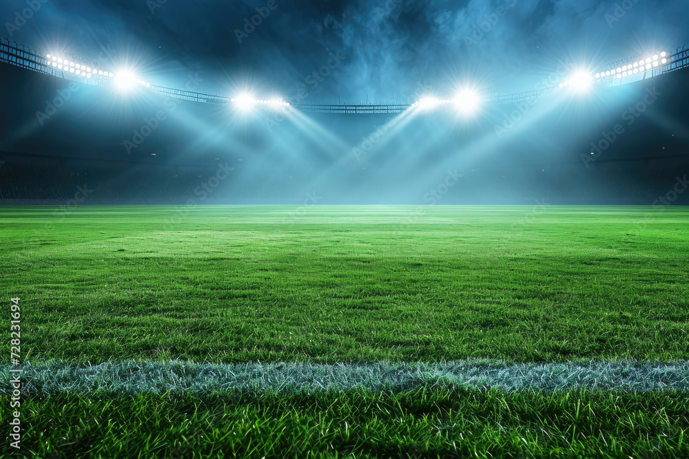 Football stadium arena for match with spotlight. Soccer sport ...