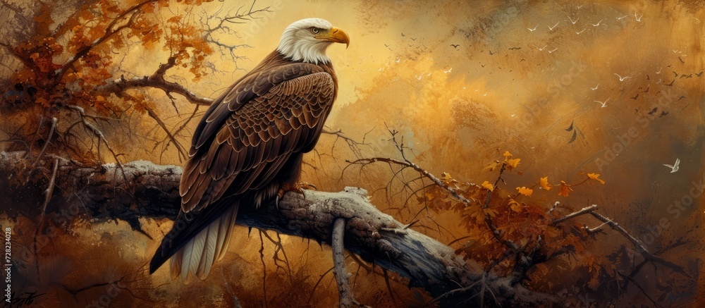 Majestic Eagle Resting on a Serene Tree: Eagle Resting, Tree, Eagle ...