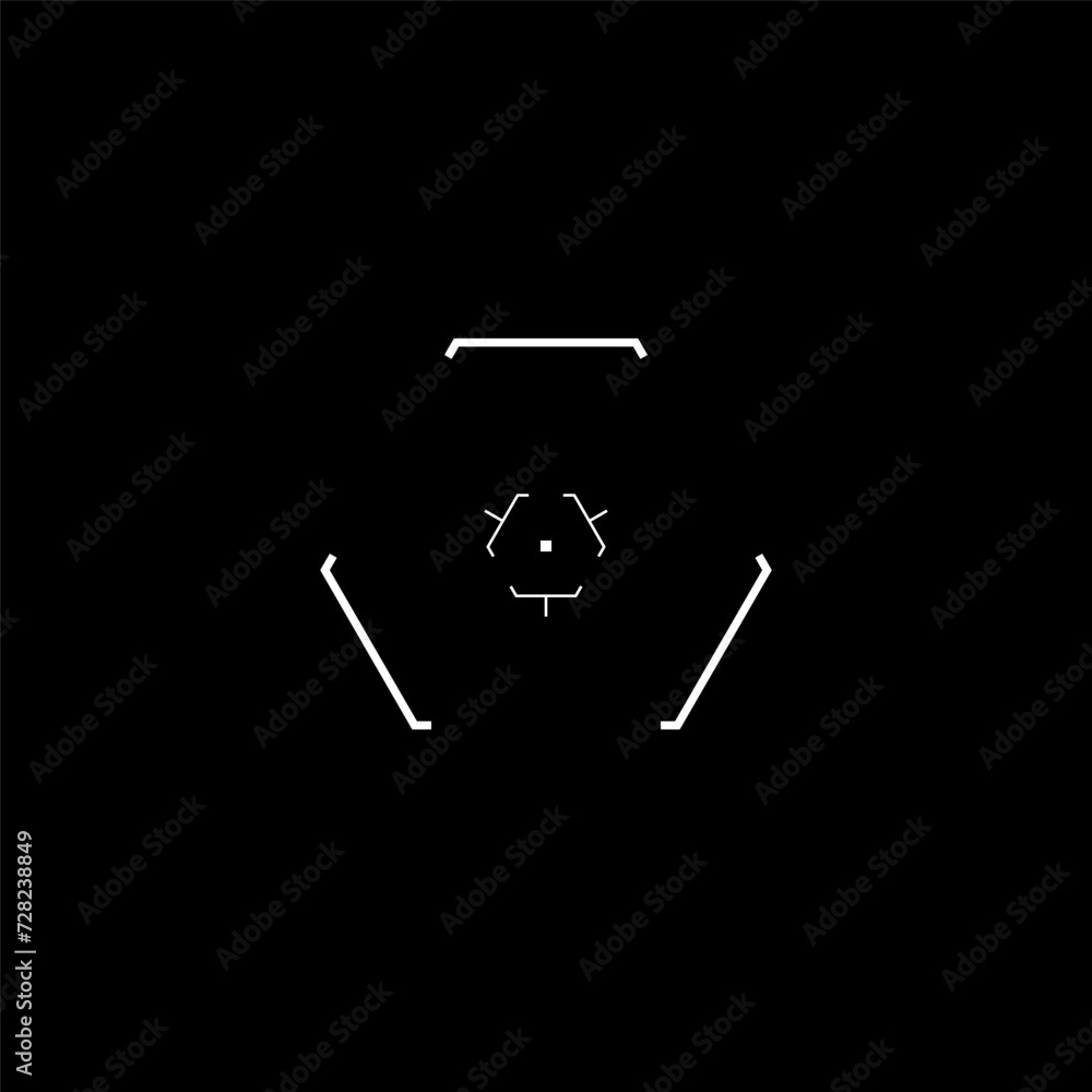 Cyberpunk target, cyber aim, triangle HUD sight, virtual interface for game, HUD interface ...