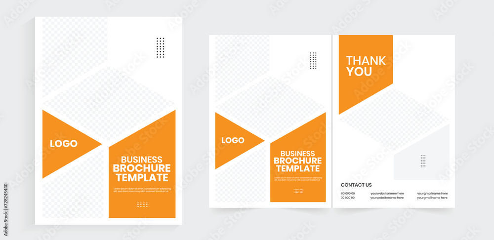 Bifold brochure design. Front and cover page folded brochure layout ...