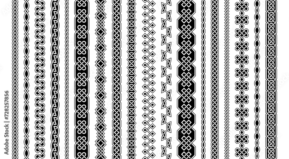 Celtic seamless borders. Antique border frames with braid pattern and ...