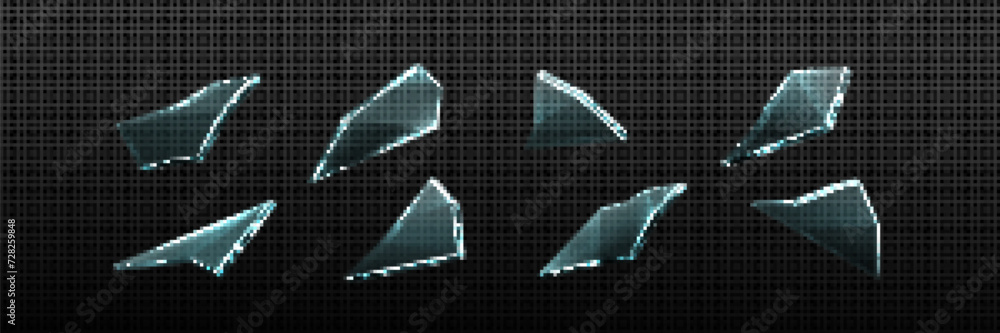 Vektorová grafika „Broken glass or ice pieces set isolated on ...