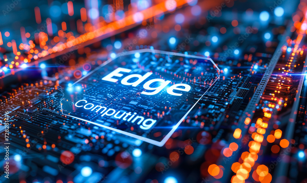 Edge Computing concept highlighted on a motherboard, illustrating ...
