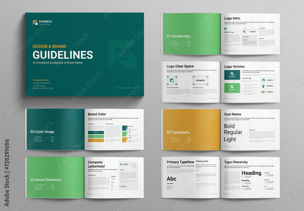 Brand Guidelines Template Landscape Stock Template | Adobe Stock