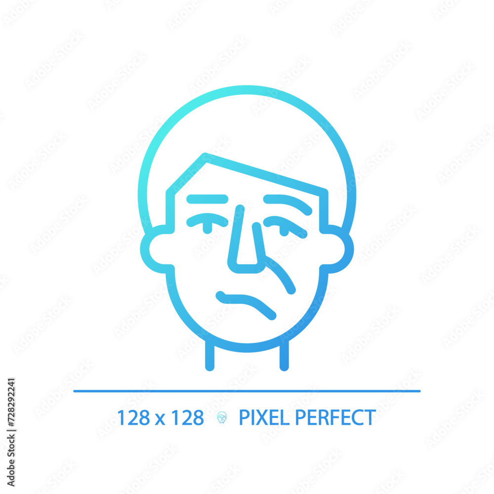 Facial nerve paralysis gradient linear vector icon. Bells palsy ...