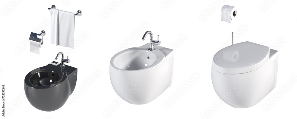 Lavatory pan isolated on a white background, bidet, 3D illustration ...