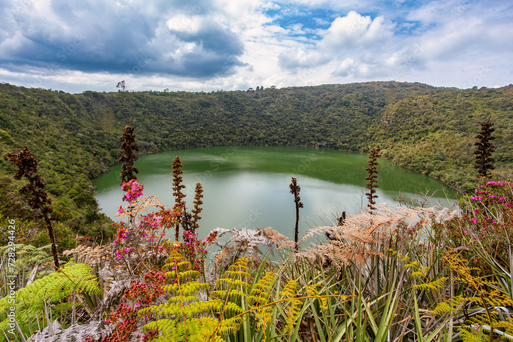 Lake Guatavita (Laguna Guatavita) located in the Cordillera Oriental of ...