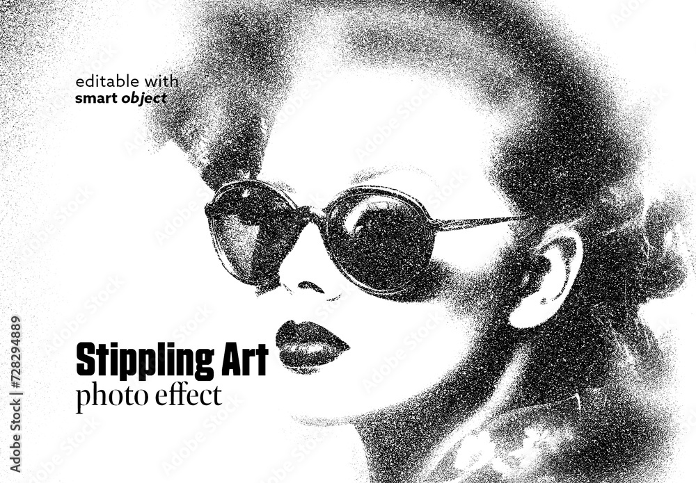 Stippling Art Photo Effect Stock Template | Adobe Stock