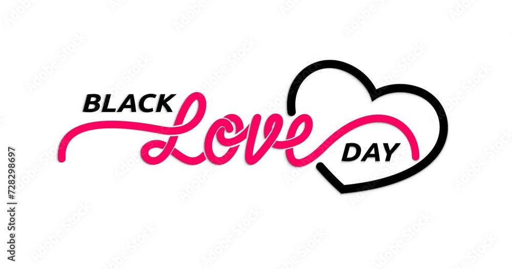 Vidéo Stock Black Love Day text animation. Handwritten calligraphy ...