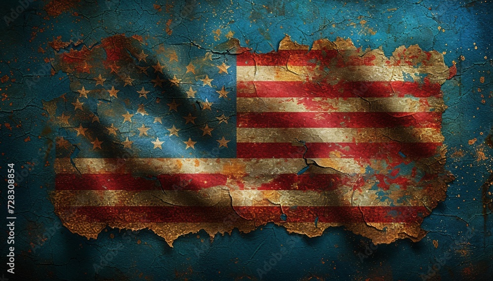 Rusty American Flag A Symbol of Patriotism and Deterioration Generative ...