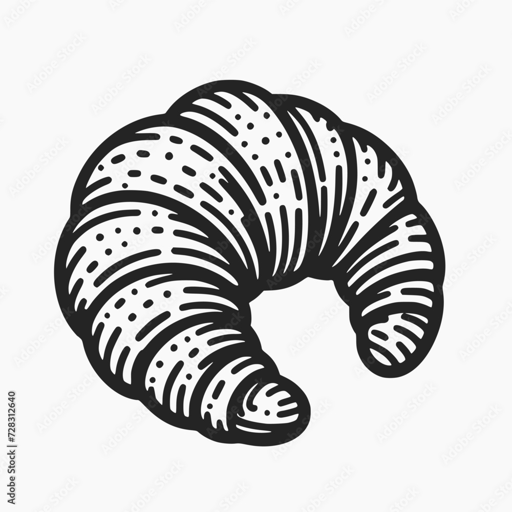 croissant design line art engraving vintage style. Vector image of a ...