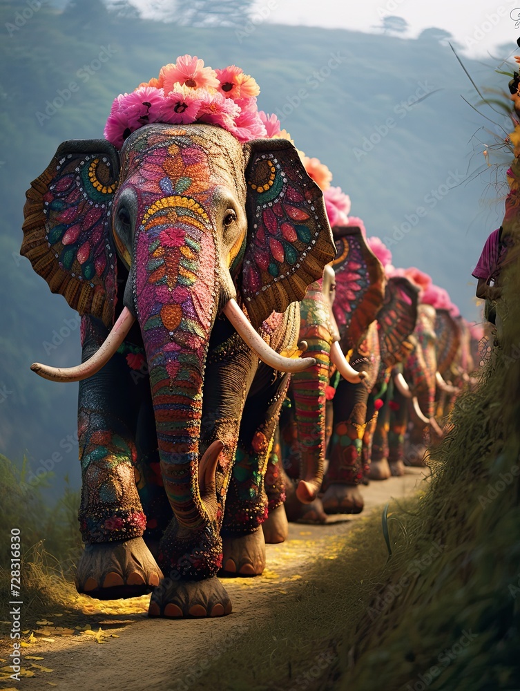 Indian Elephant Parade: Rolling Hills Art, Terrains of India ...