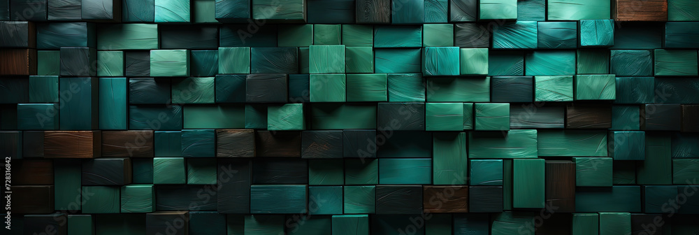 dark green abstract background wallpapers, green wood blocks background ...