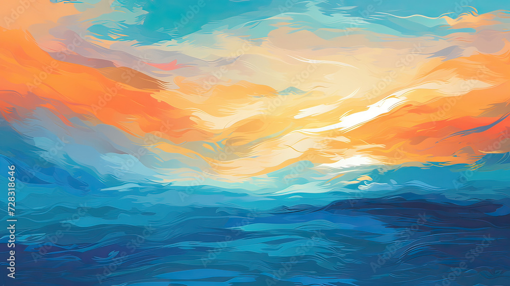 Dynamic energy of a sunset with abstract, utilizing bold shapes and ...