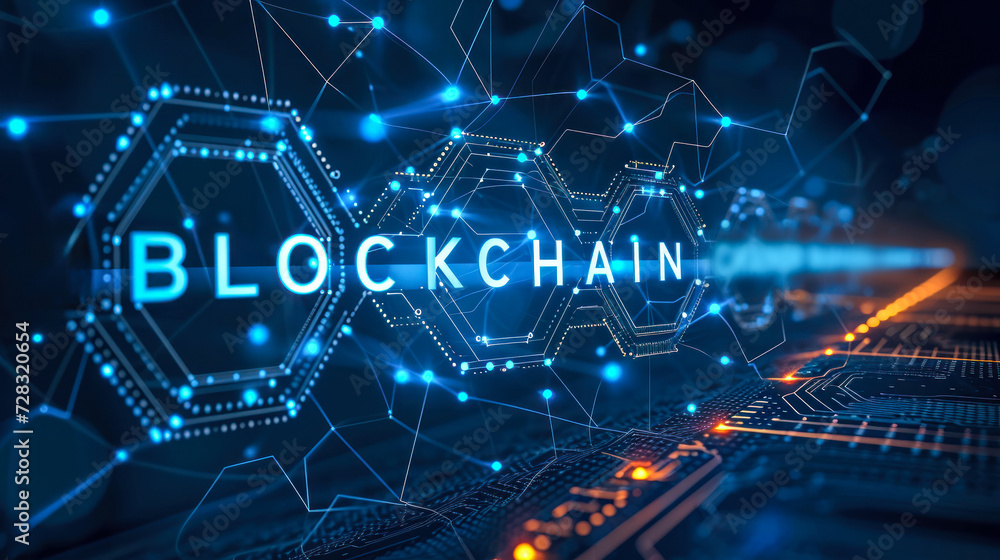 Digital Blockchain Revolution: Cryptographic blocks connected in a ...