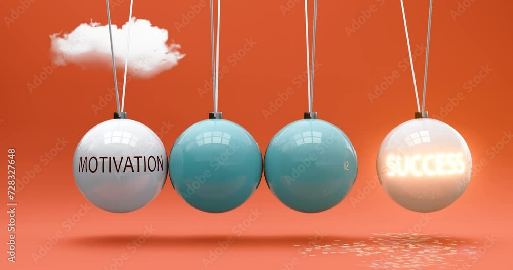 Vidéo Stock Motivation leads to success. A Newton cradle metaphor in ...