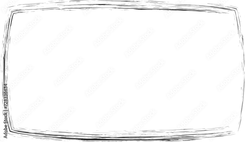 Chalk line frame. Geometric border with sketch texture. Hand drown ...