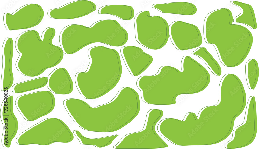Organic amoeba blob shape abstract green color with line vector ...