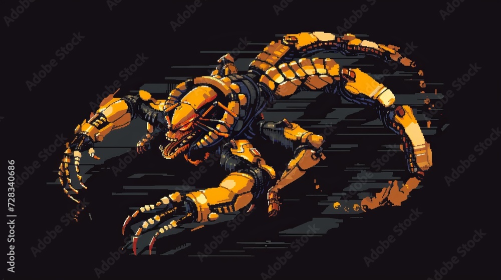 8-Bit Scorpion: Mortal Kombat Pixel Art Stock Illustration | Adobe Stock