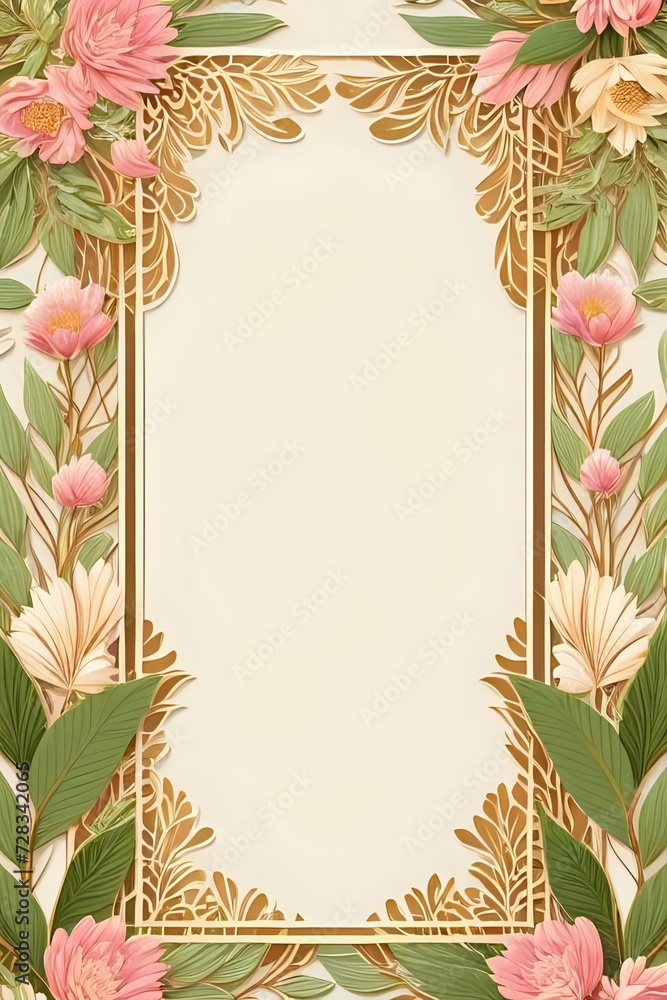 a floral background with leaves, card template, Social media Luxury ...