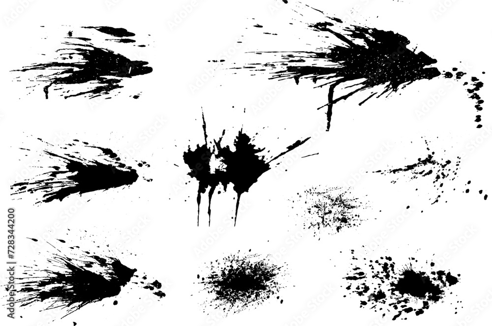 black ink splat, set of black ink splashes vector illustration, black ...