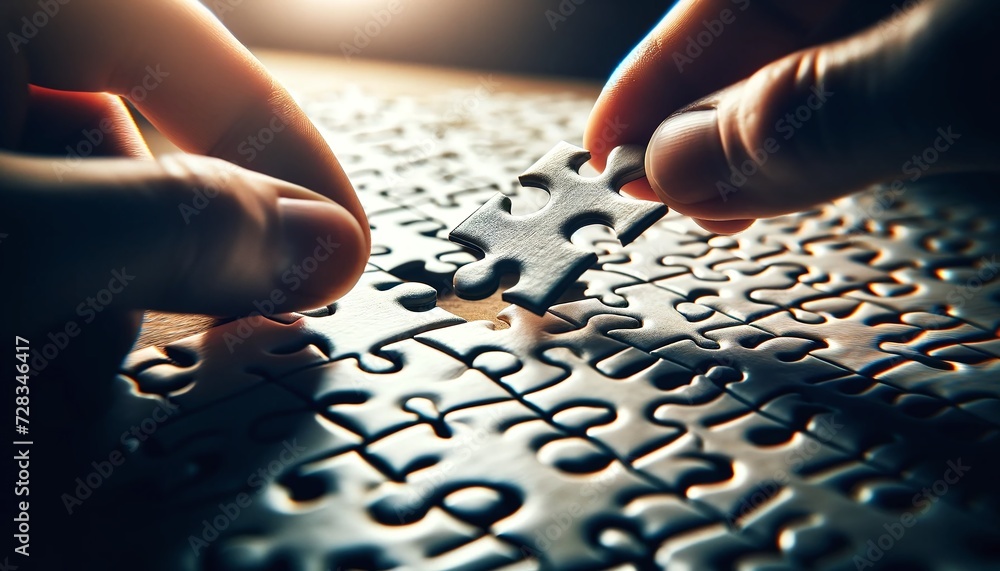 Zooming in on assembling a puzzle piece - The precise moment a puzzle ...