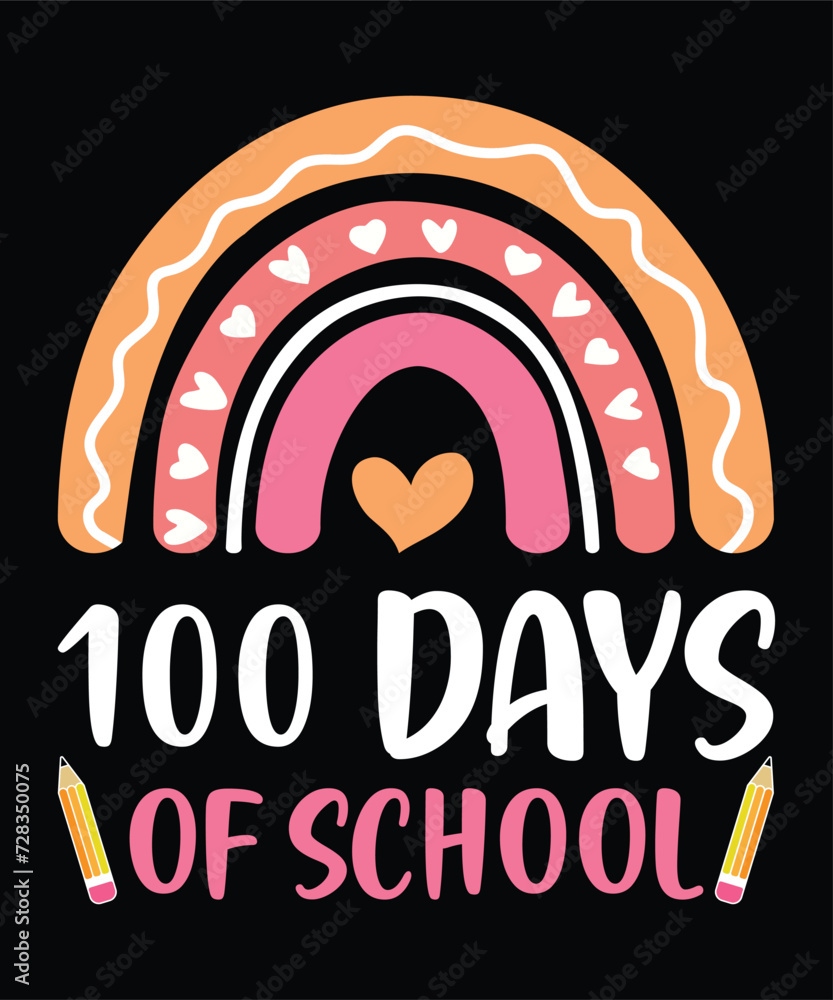 Happy 100 days of school shirt print template, Typography design for ...