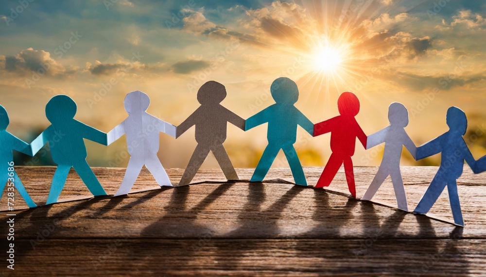 teamwork and relations concept symbolic of paper chains people are ...