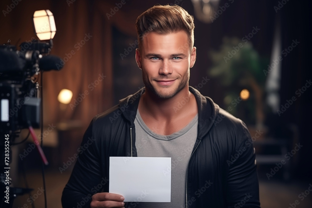 ale Actor with Script in Film Production Studio Stock Photo | Adobe Stock