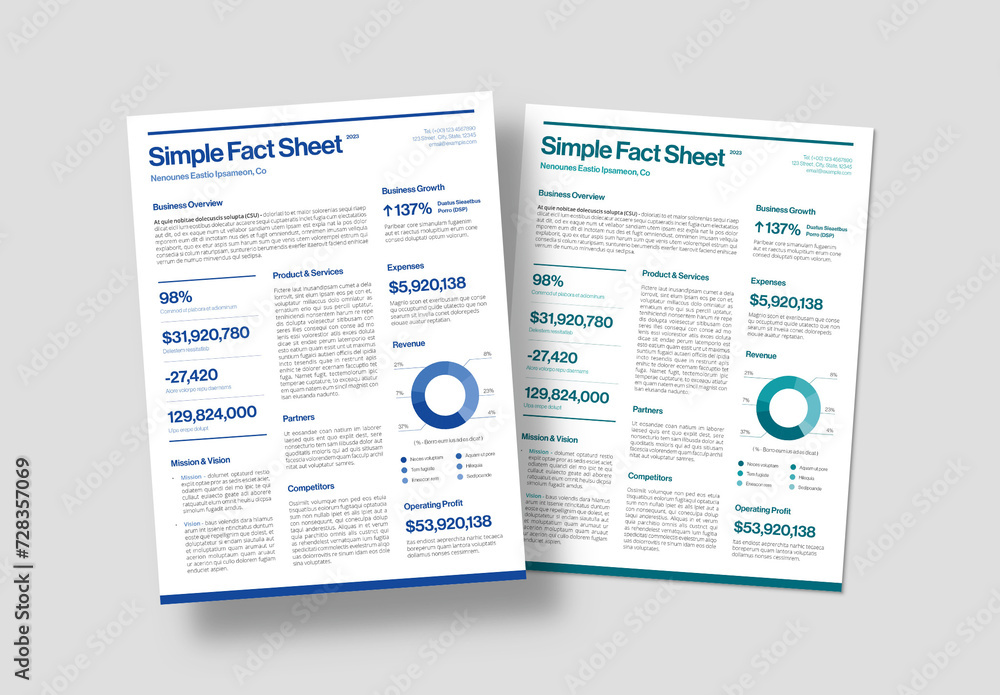 Simple Factsheet Layout Stock Template | Adobe Stock