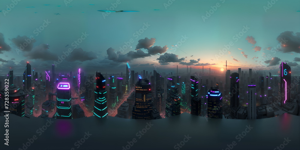 Cyberpunk High Rise Buildings - generative ai, üretken yapay zeka Stock ...
